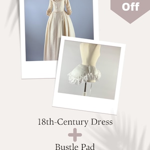 Historical Wedding Dress in Cream Linen, Elegant 18th-century English Gown, Historical ...