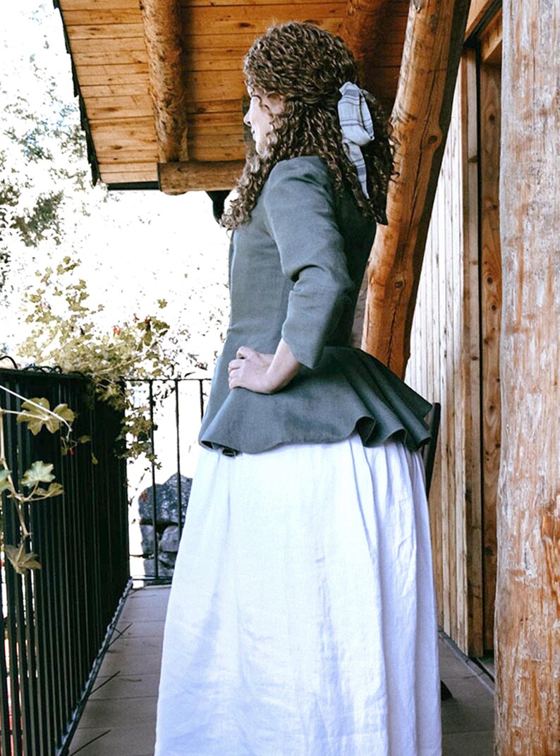 LINEN COLONIAL JACKET Peplum Jacket in Sage Green Linen - Etsy