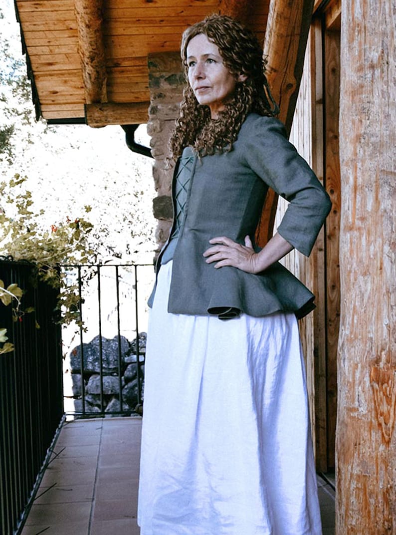 LINEN COLONIAL JACKET Peplum Jacket in Sage Green Linen - Etsy