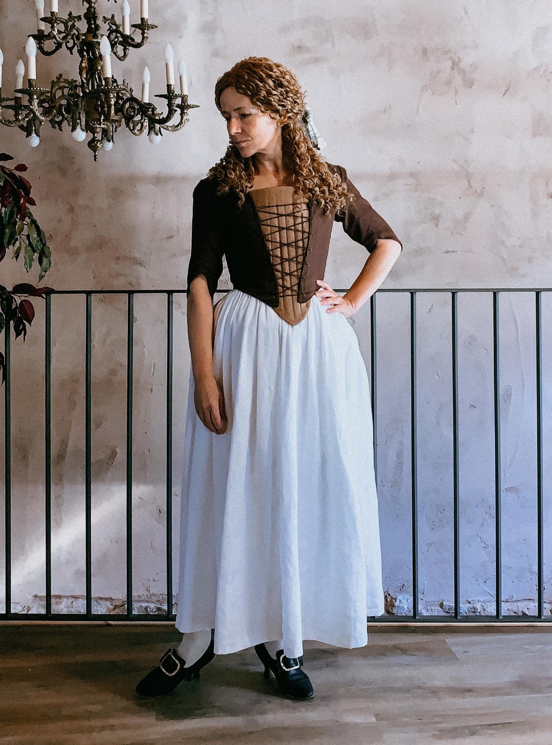 Outlander Style Lace-up Bodice, Authentic Brown Linen Design, Perfect ...