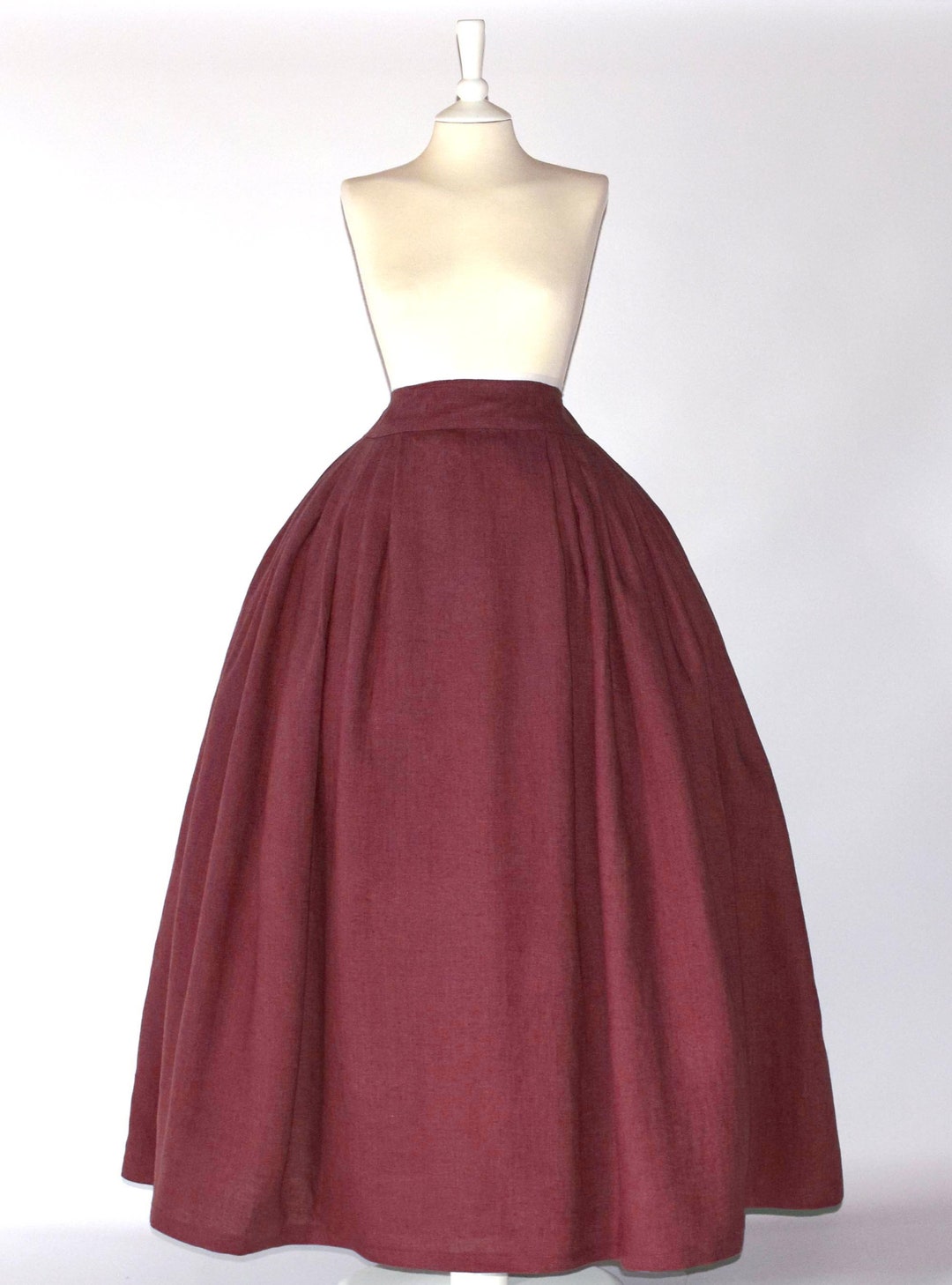 Burgundy Linen Skirt Outlander Costume 18th Century Skirt Medieval ...