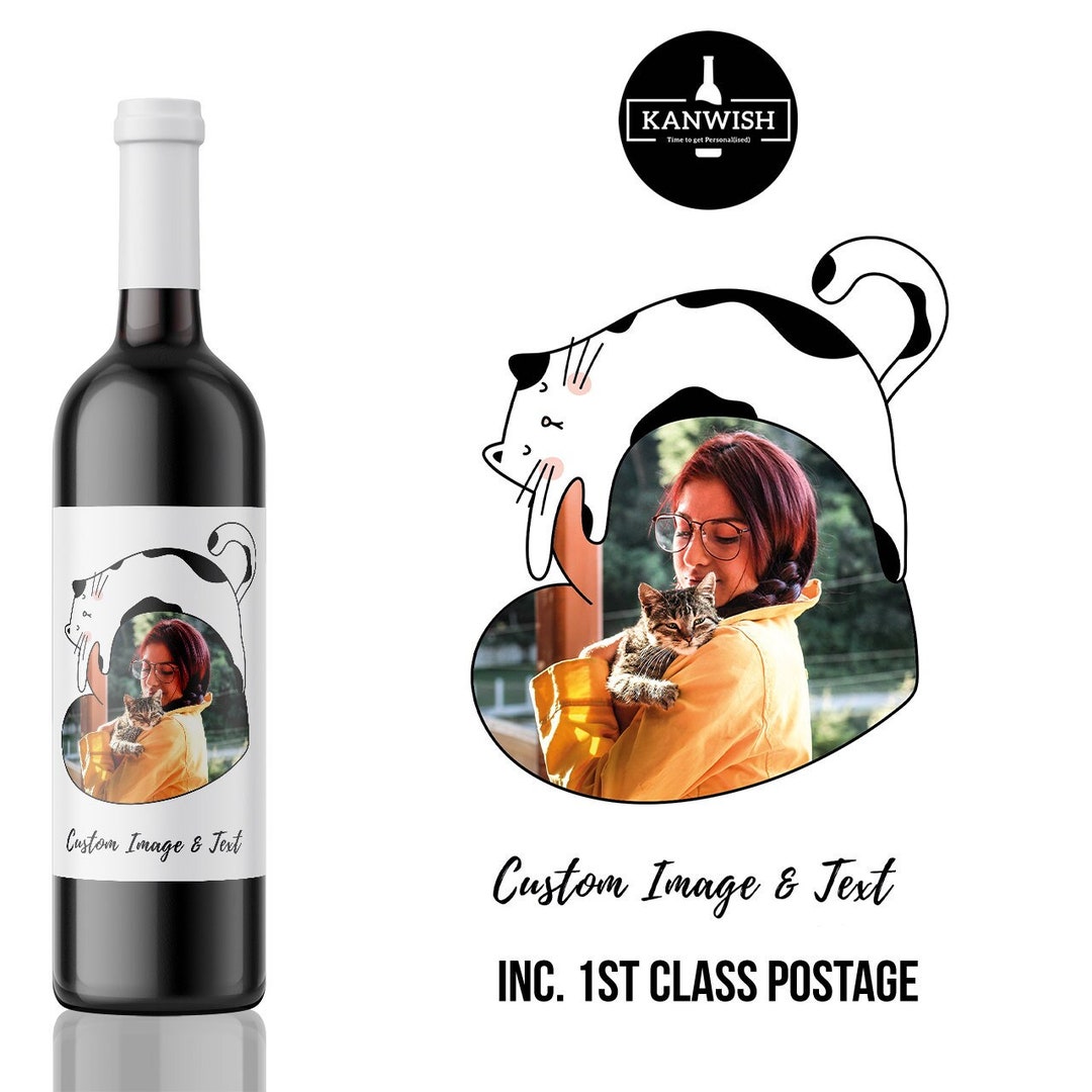 Cat Sitting Thank You Gift Wine Label Cat Sitter Peronalised Photo Gift ...