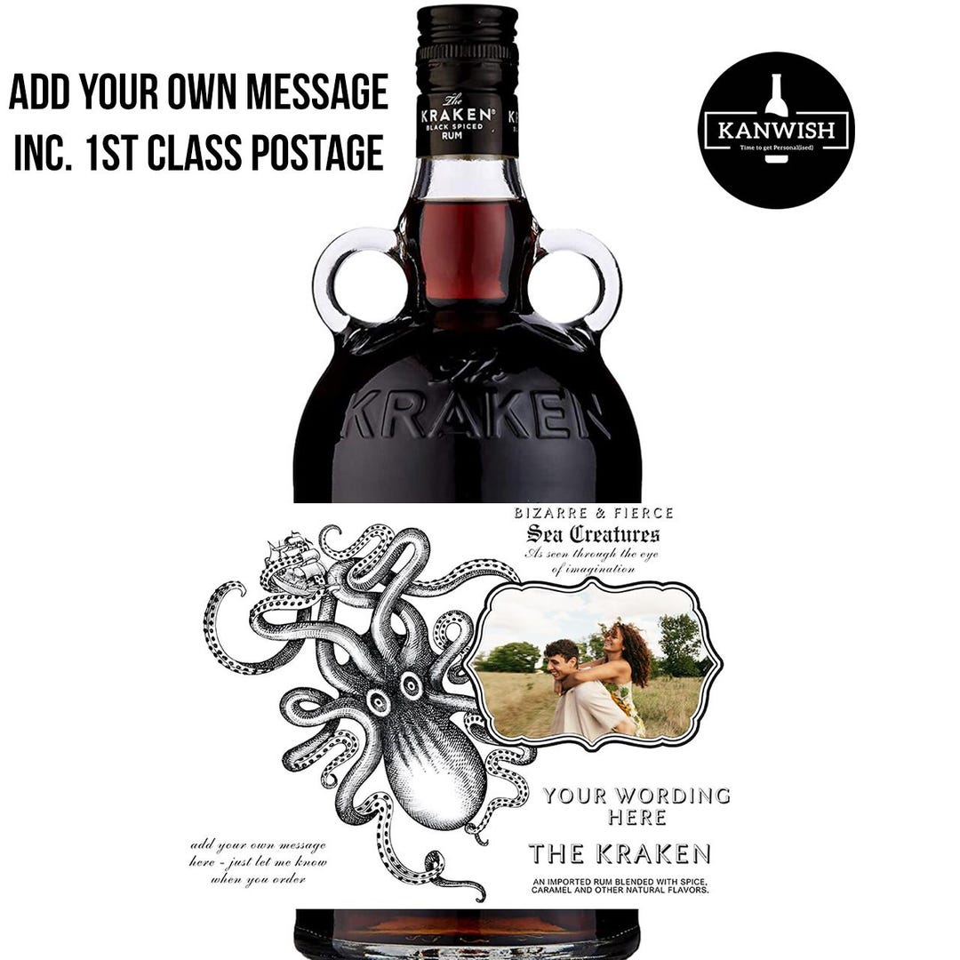 Custom Photo Label for Kraken Rum Bottle – Personalised Gift – Birthday ...