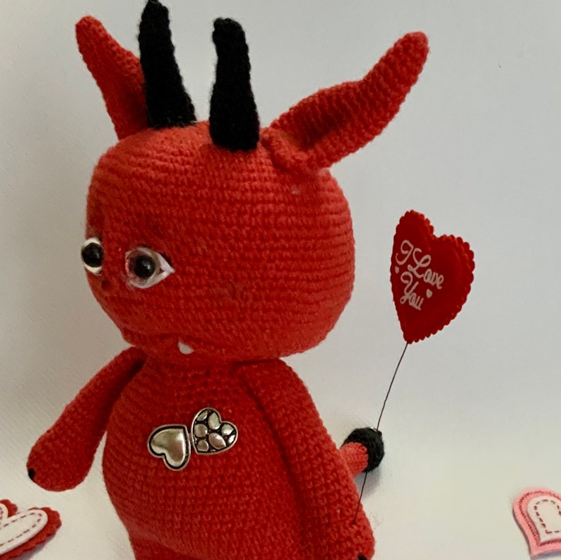 Crochet Devil in Love Toy My Devil Valentine Toy Stuffed Satan Demon ...