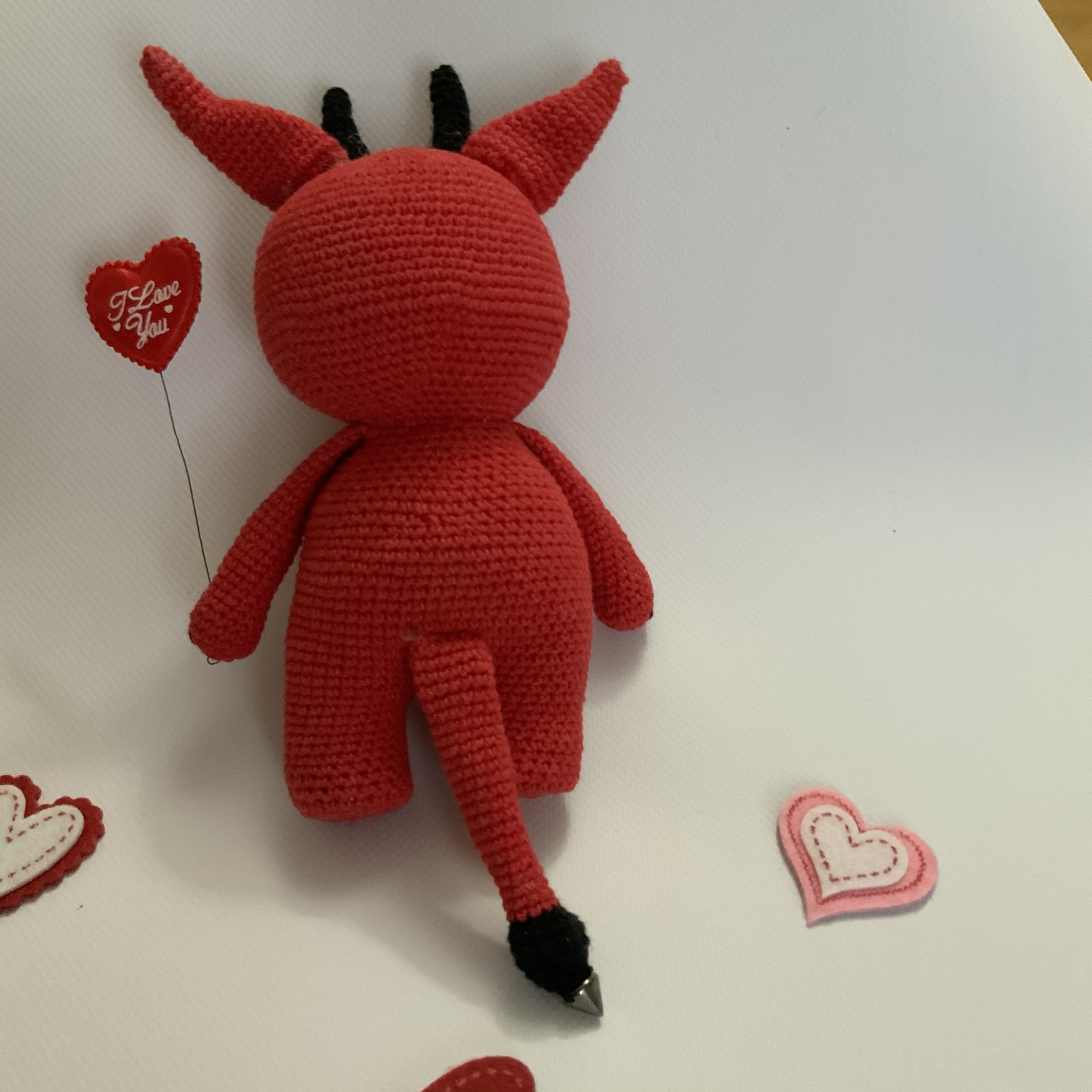 Crochet Devil in Love Toy My Devil Valentine Toy Stuffed Satan Demon ...