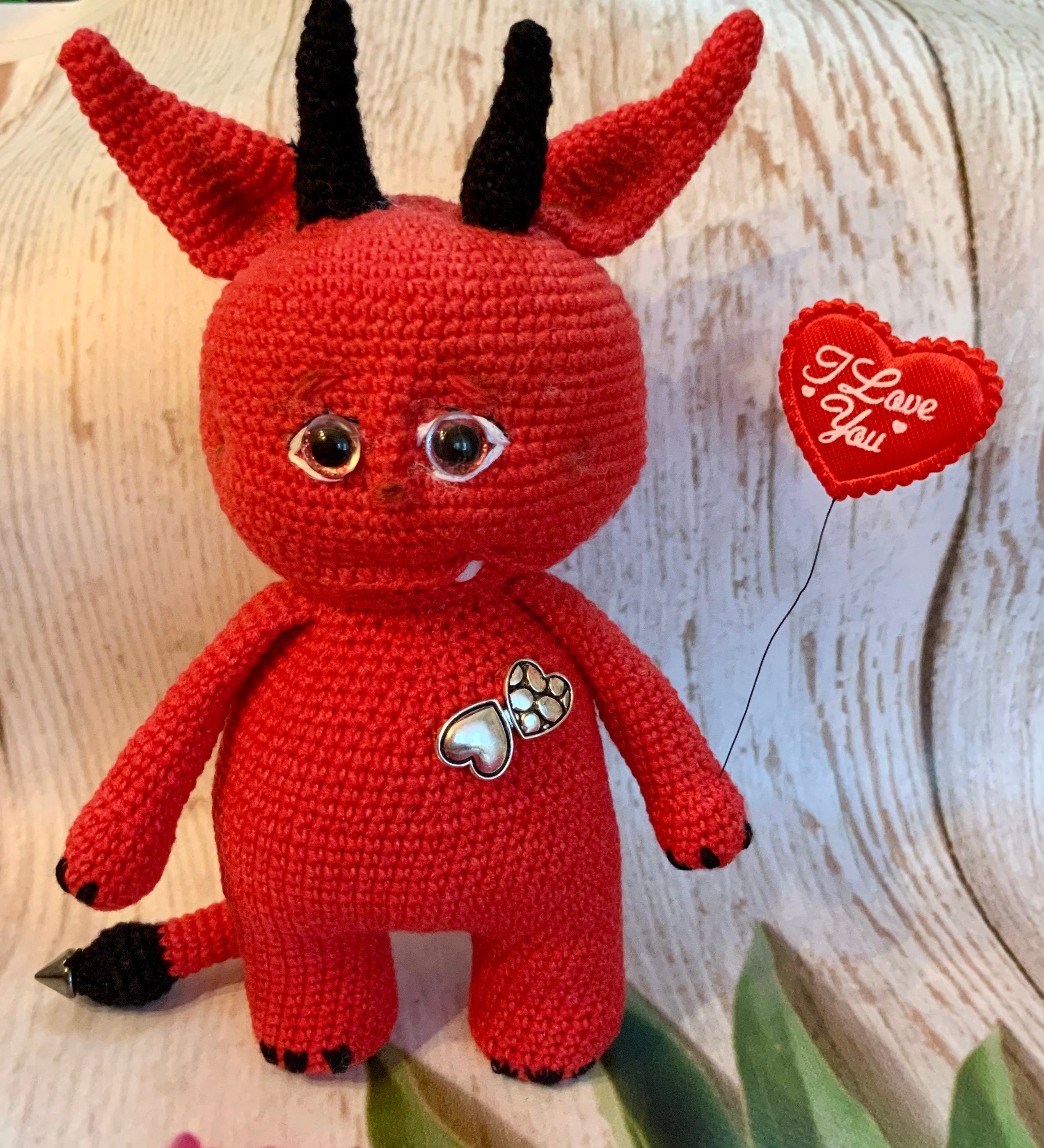 Crochet Devil in Love Toy My Devil Valentine Toy Stuffed Satan Demon ...
