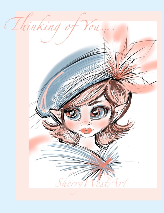 Thinking of You Fairy Elf Maiden Fashion Sherry West Art Digi | Etsy