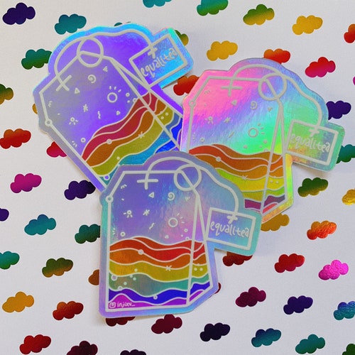 Holographic LGBTQ Pride Rainbow Bubble Tea Gloss Sticker - Etsy