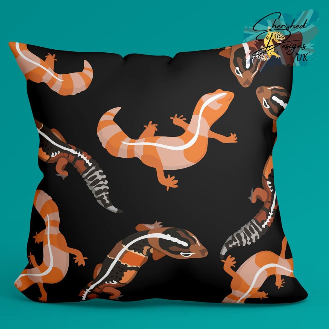 African Fat Tailed Gecko Poly Linen Pillow and Covers, Gecko Couch ...