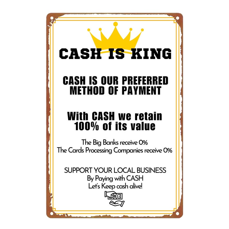 Cash Only Sign - Etsy