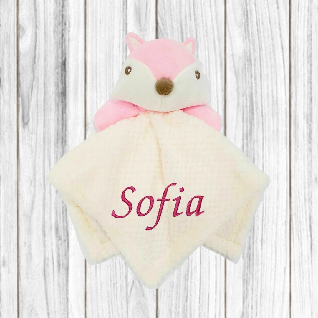 Personalised Baby Girl Pink Fox Comforter Blanket Embroidered Baby ...