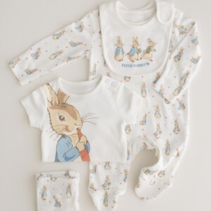 Peter Rabbit Baby 4 Piece Set Easter Gift Sleepsuit Bodysuit Bottoms ...