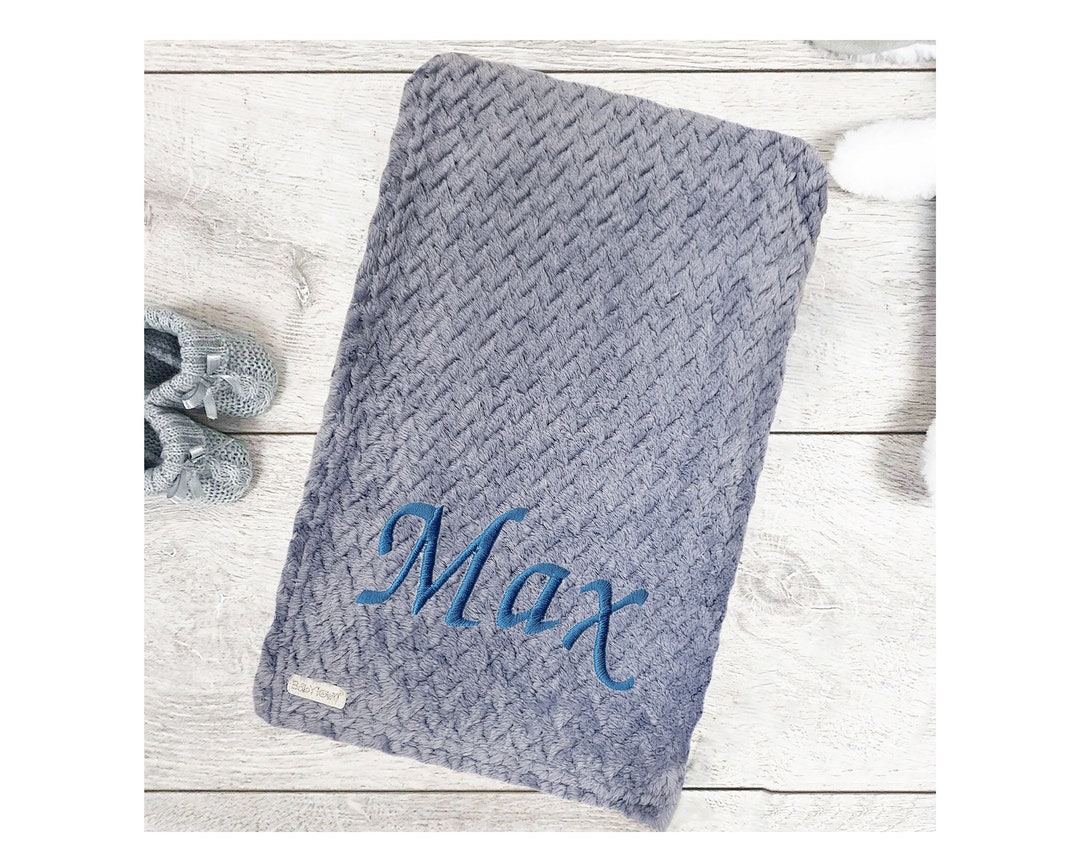 Personalised Baby Dusky Blue Waffle Blanket Baby Reveal Announcement ...
