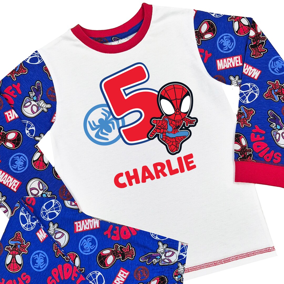 Spidey Personalised Birthday Pyjamas Boys Age Number Name Marvel ...
