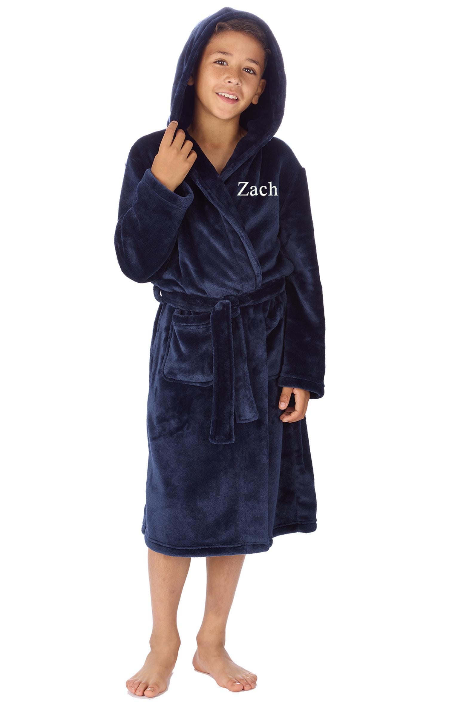 Personalised Kids Dressing Gown | Embroidered Name Kids Blue Bath Robe ...