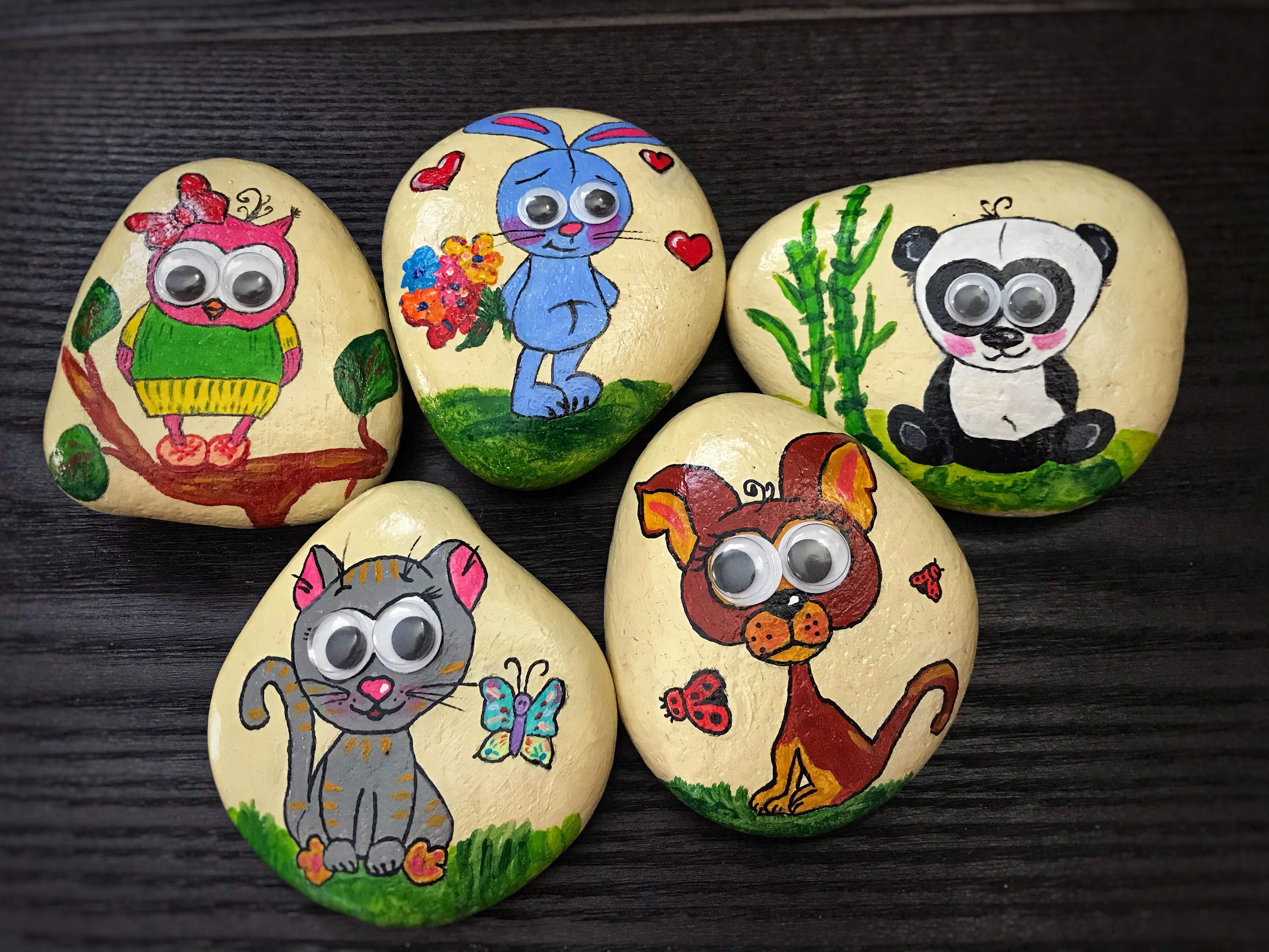 Piedras de animales pintadas a mano para niños pintados rocas | Etsy