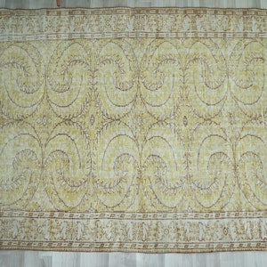 Boho Rug, Yellow Rug, Distressed Rug, Natural Rug, Oushak Rug, Wool Rug ...