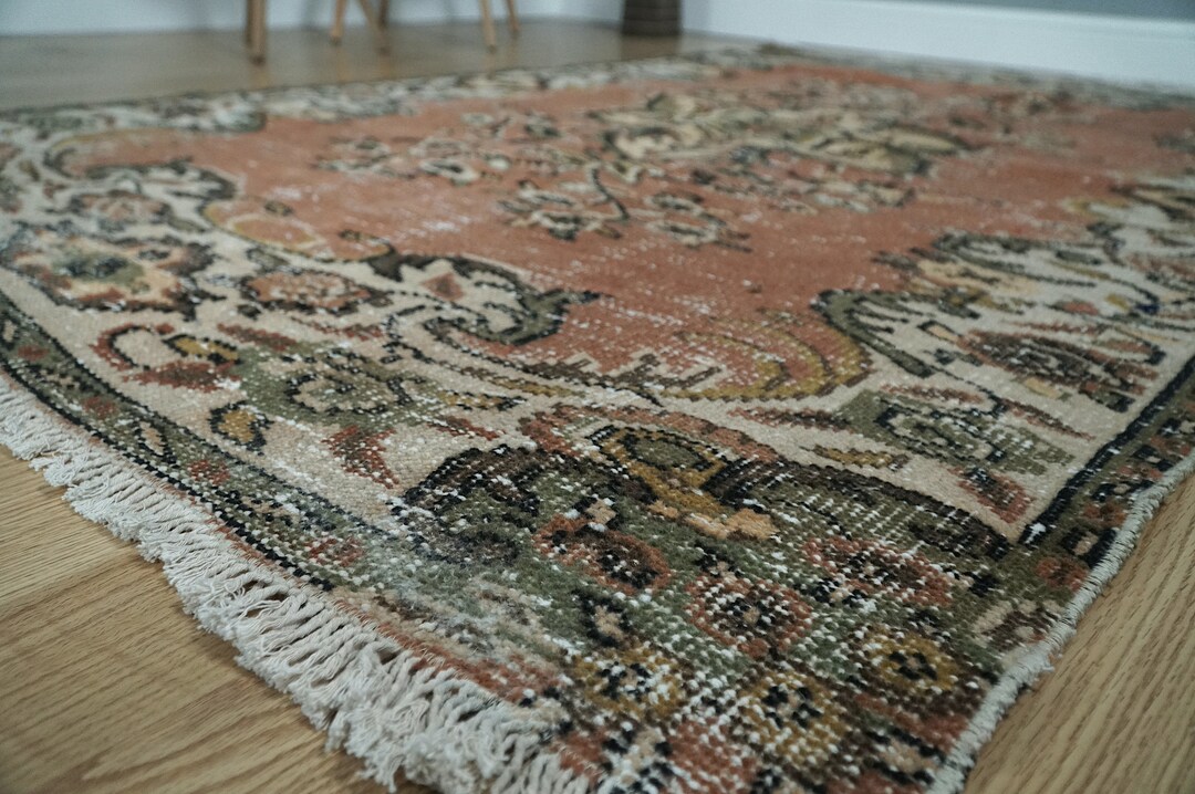 Brown Vintage Rug, Old Turkish Rug, Boho Decor Rug, Natural Oushak Rug ...