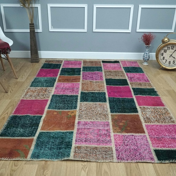 Pink and Green Rug - Etsy