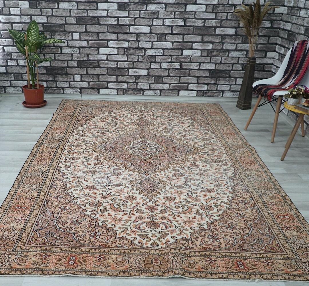 Hand-knotted Turkish Rug, Vintage Kayseri Rug, Oversize Wool Rug ...