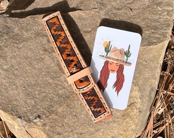 Tooled Leather Apple Watch Band: Western Floral Smartwatch Strap - Etsy