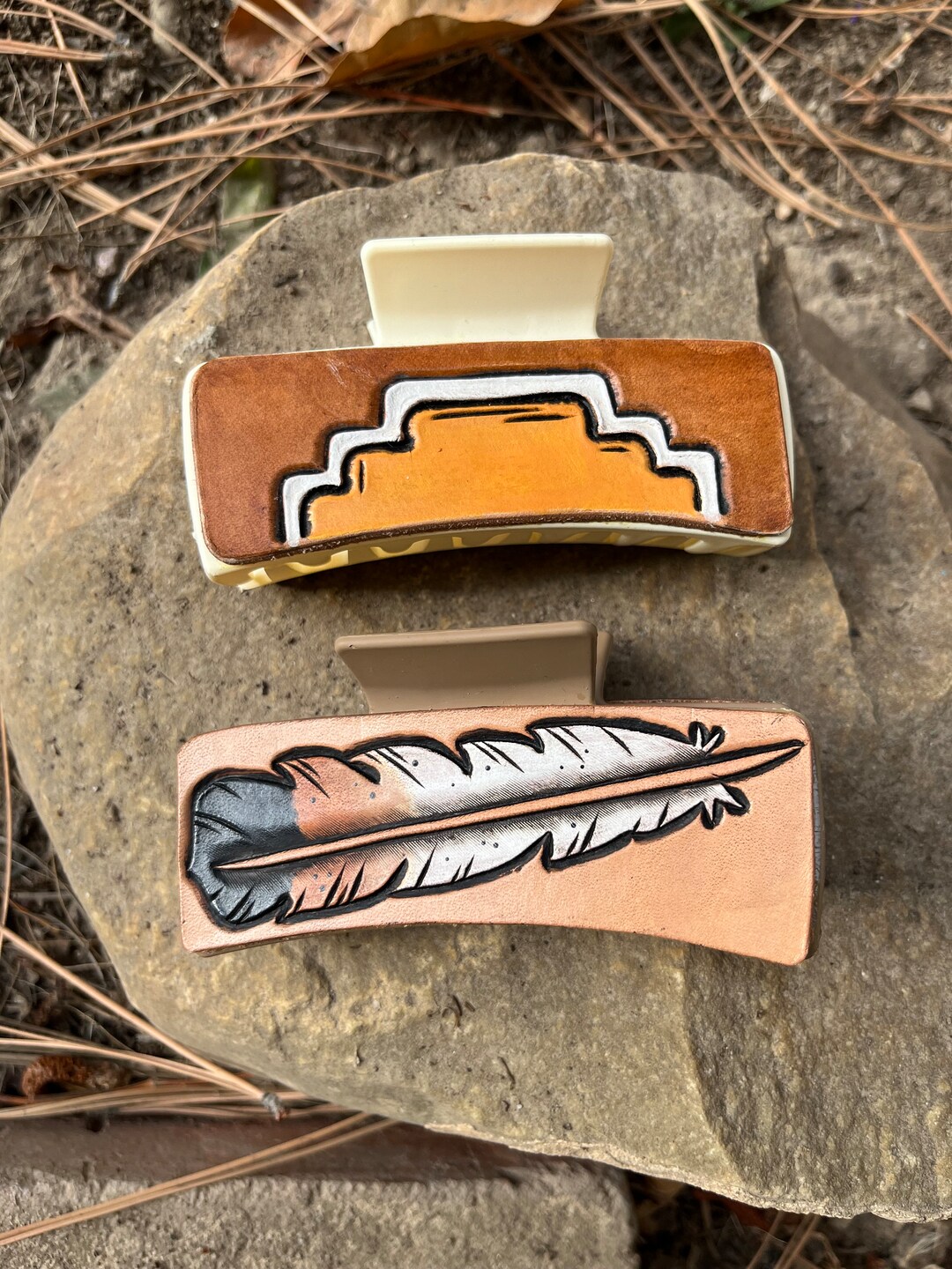 Tooled Leather Hair Clip 4” - Etsy