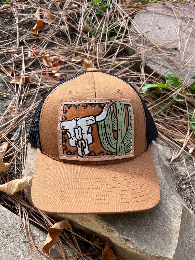 Tooled Leather Hat - Etsy