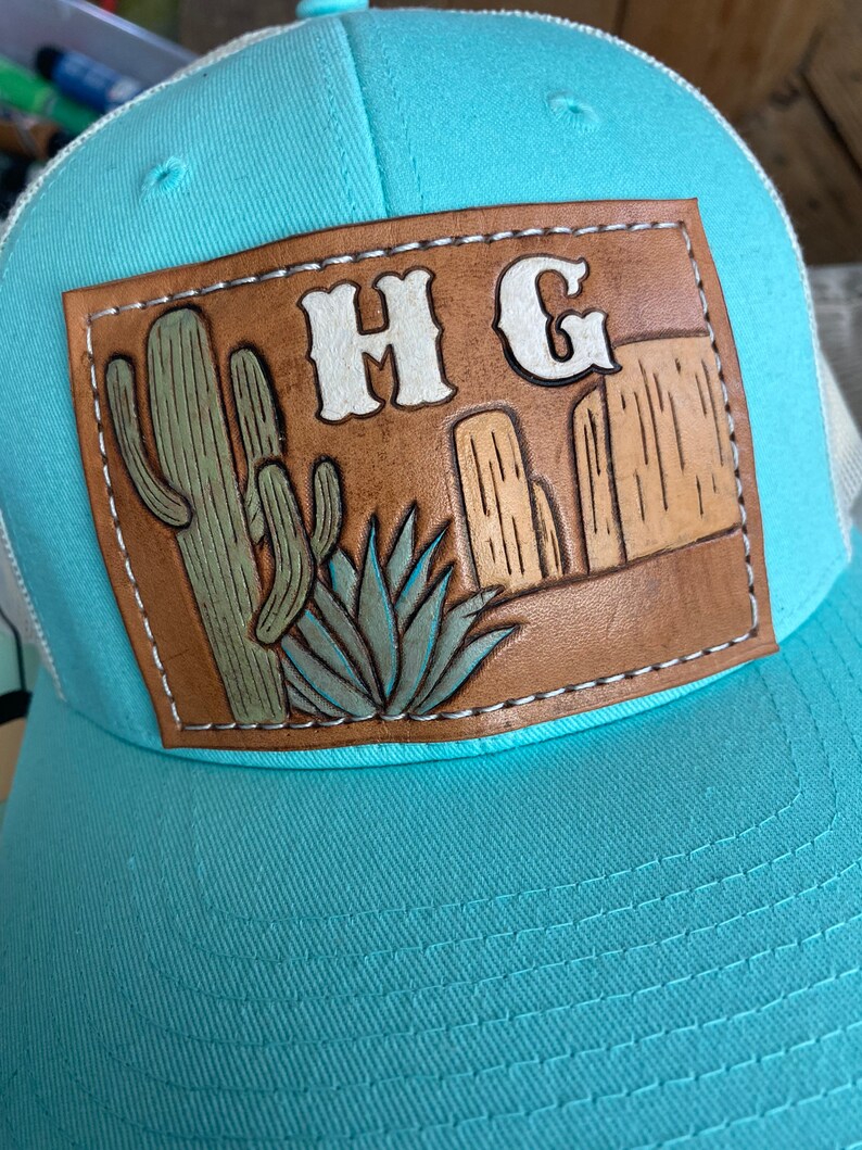Custom Tooled Leather Patch Hat - Etsy