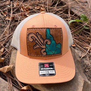 Tooled Leather Patch Hat - Etsy