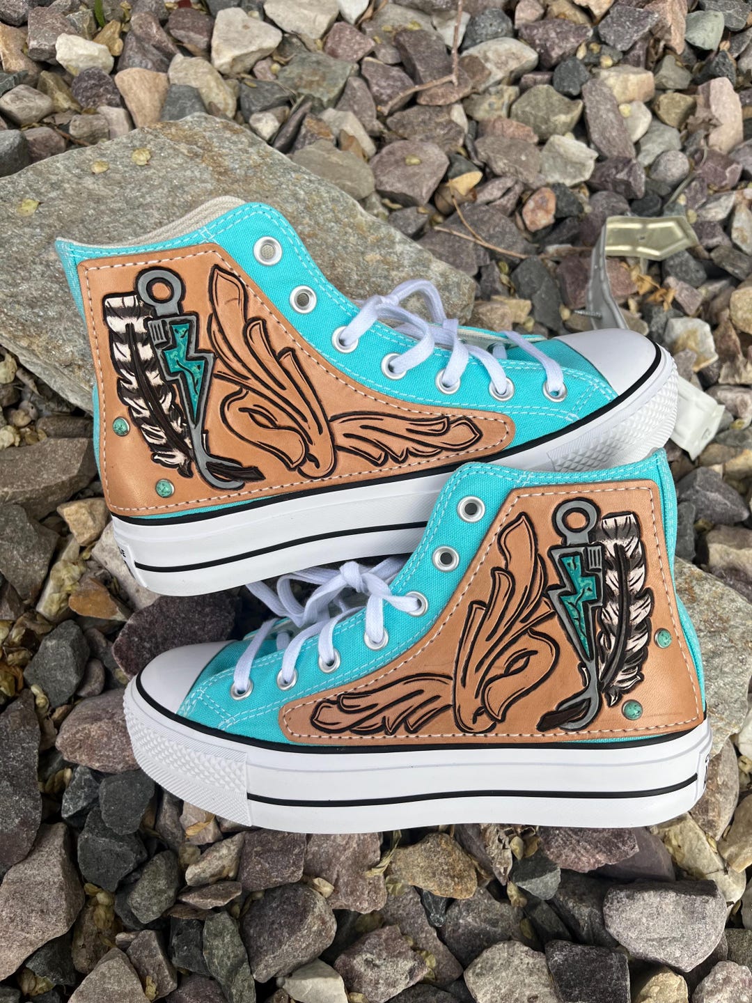 Tooled Leather Converse 7.5 - Etsy
