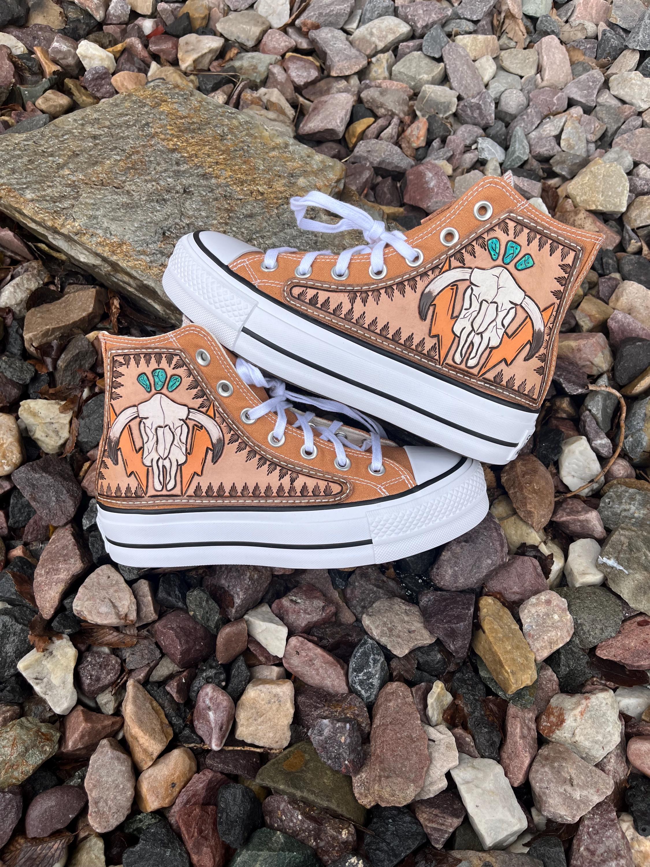 Tooled Leather Converse 7 - Etsy