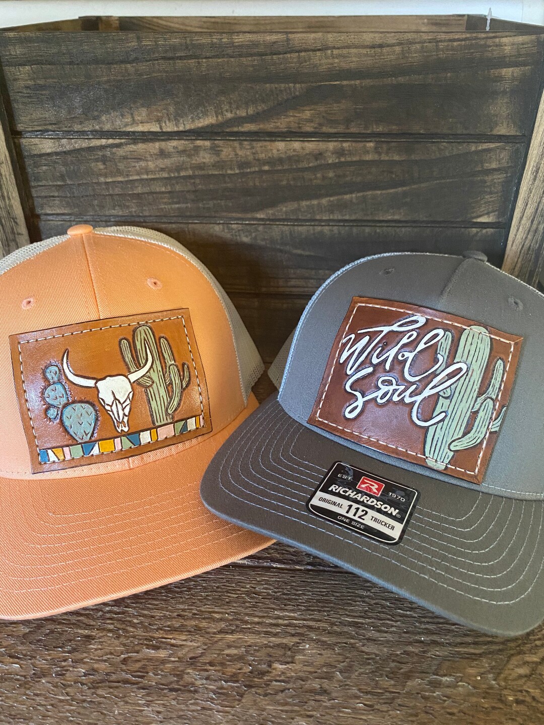Custom Tooled Leather Patch Hat - Etsy