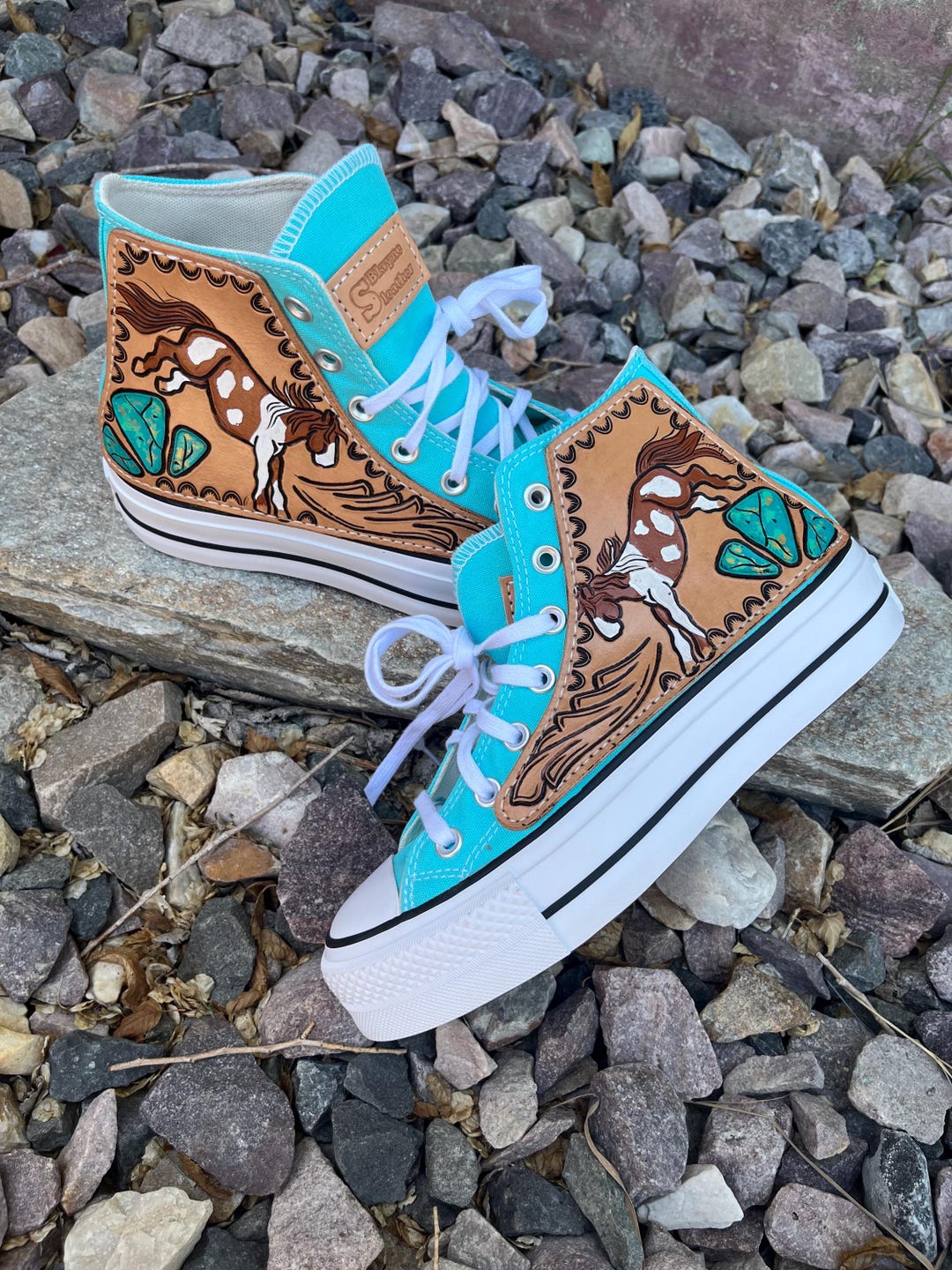 Tooled Leather Converse 7.5 - Etsy