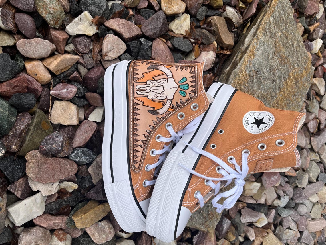 Tooled Leather Converse 7 - Etsy