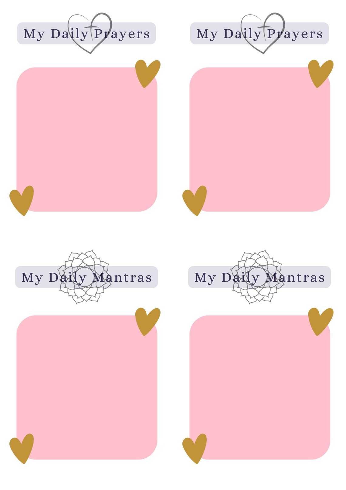 Daily Mantra Religious Printout, Cute Girly Loving TEMPLATE, Reminder ...