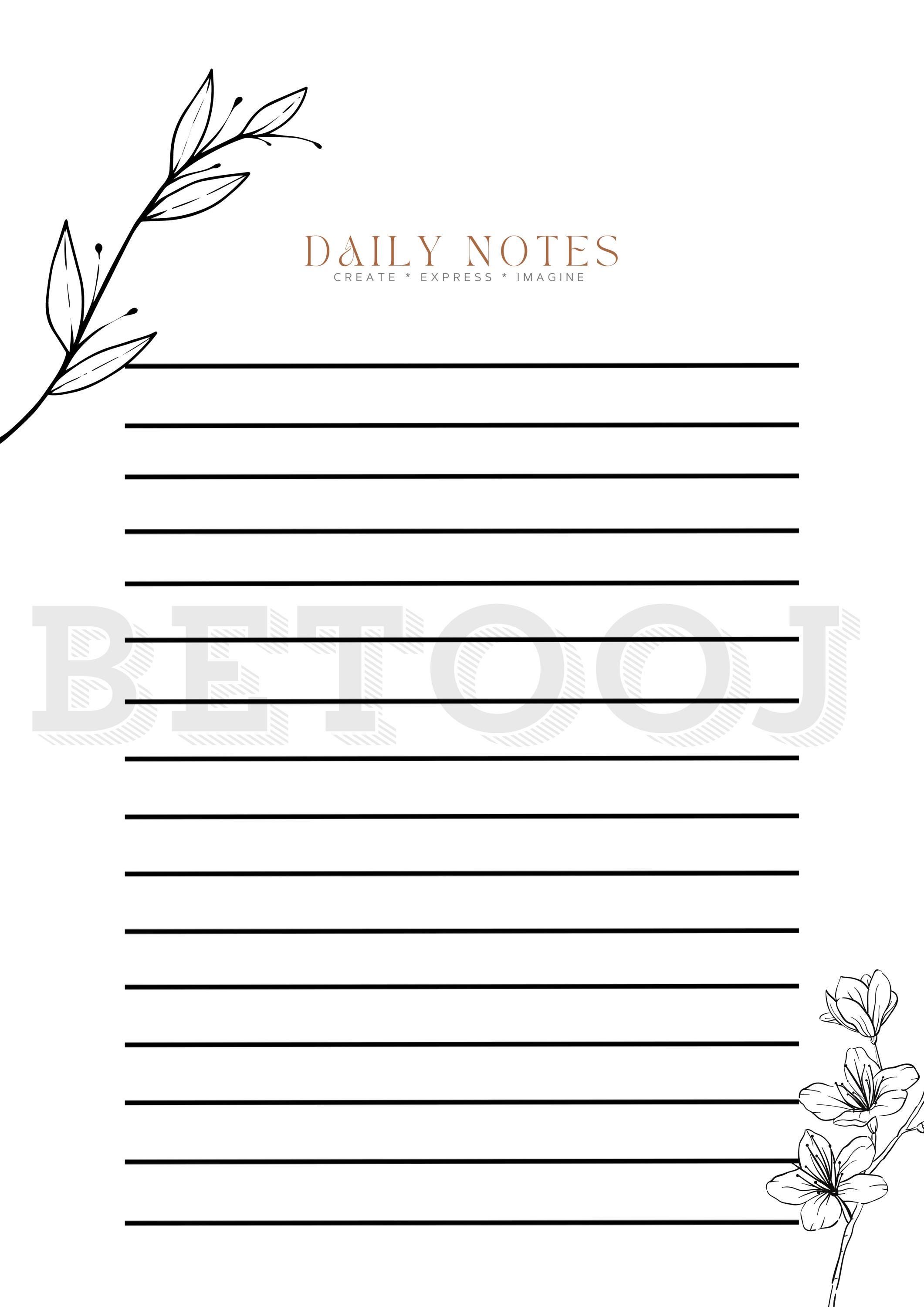 Printable Simple Single Note Instant Download, Pdf Instant Download ...