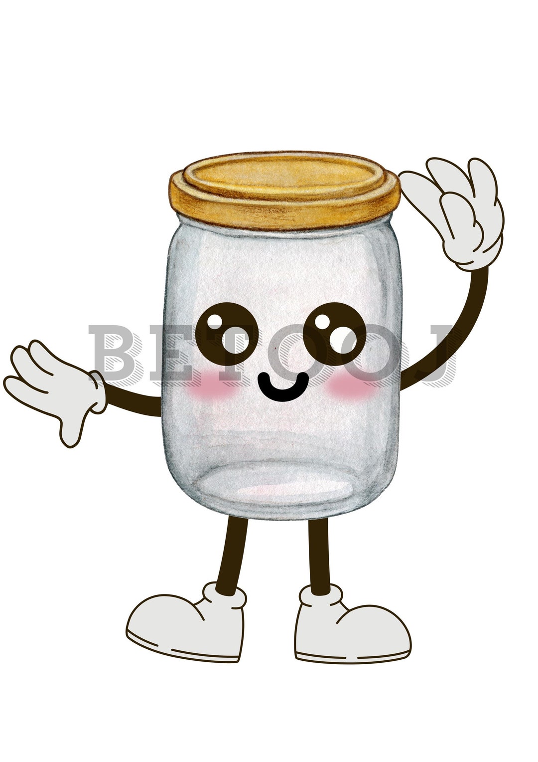 Cute Waving Cartoon Jar Clipart Svg, Cartoon Jar Svg, T-shirt Design ...