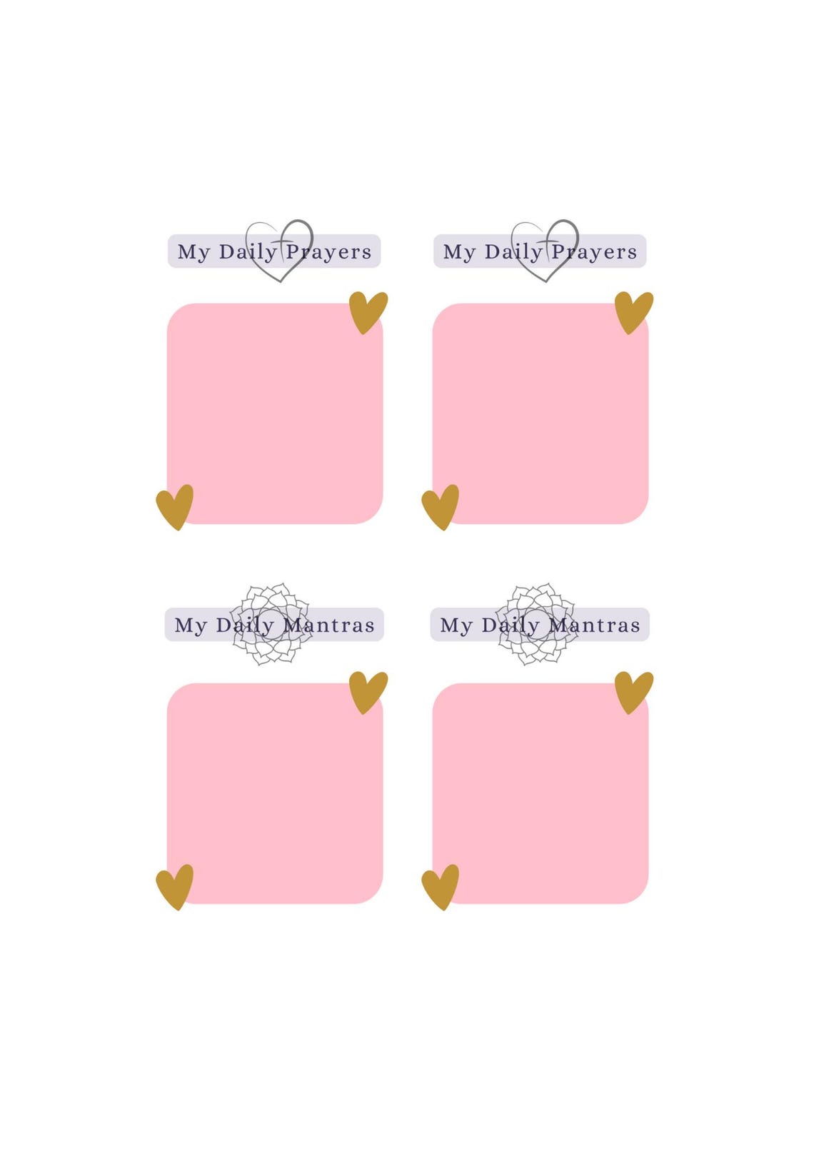 Daily Mantra Religious Printout, Cute Girly Loving TEMPLATE, Reminder ...