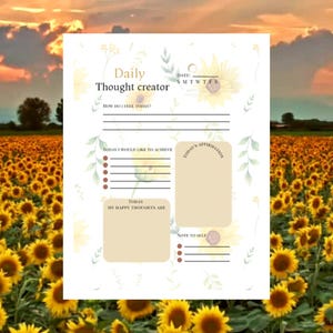 Sunflower Daily Printable Download Sheet, Reflection Sheet, Day Sheet ...