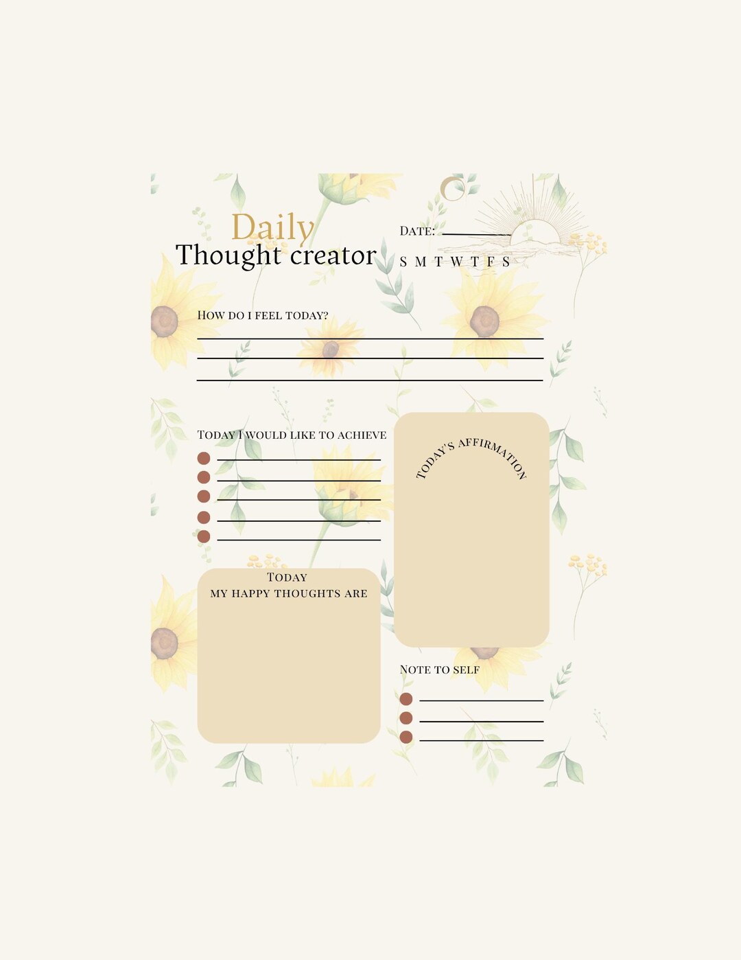 Daily Planner Download Printable Sheet Reflection Sheet Day Sheet Today ...