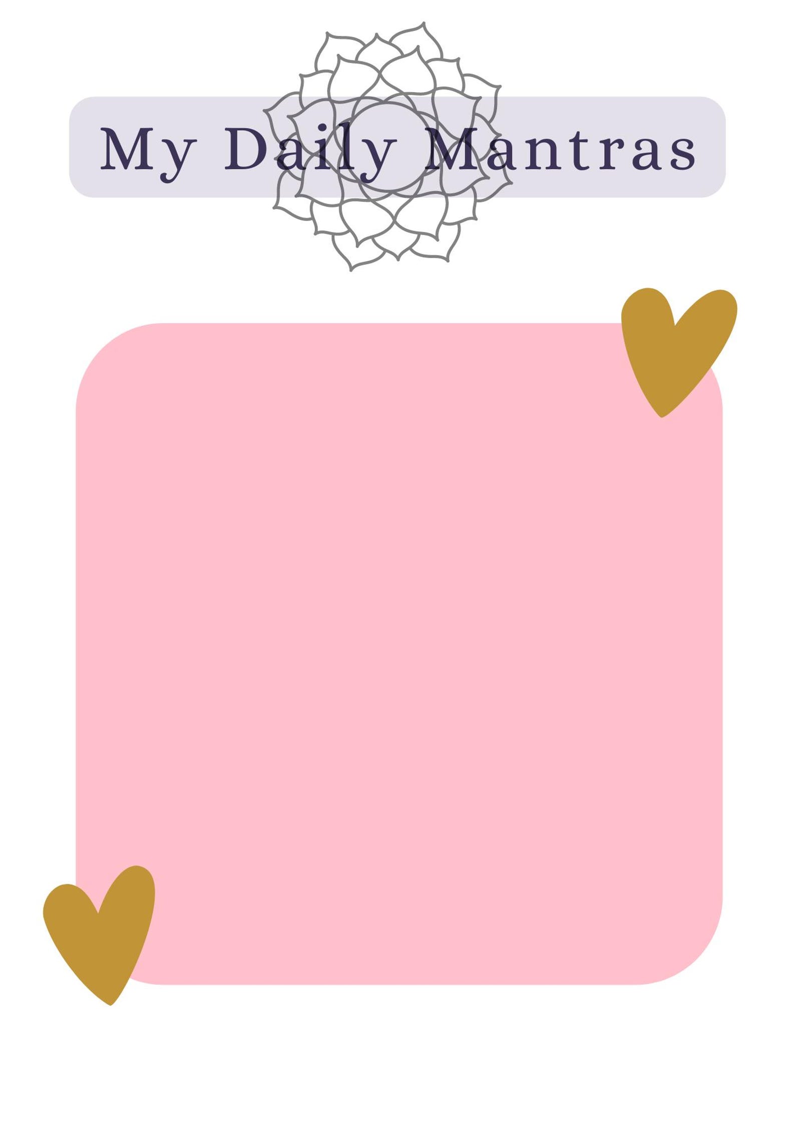 Daily Mantra Religious Printout, Cute Girly Loving TEMPLATE, Reminder ...