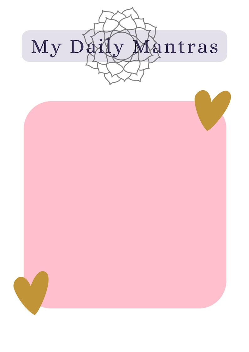 Daily Mantra Religious Printout, Cute Girly Loving TEMPLATE, Reminder ...