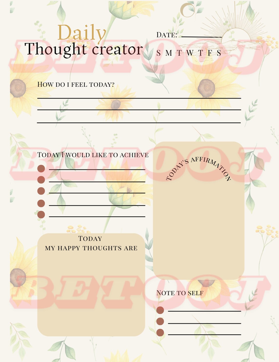 Daily Planner Download Printable Sheet Reflection Sheet Day Sheet Today ...