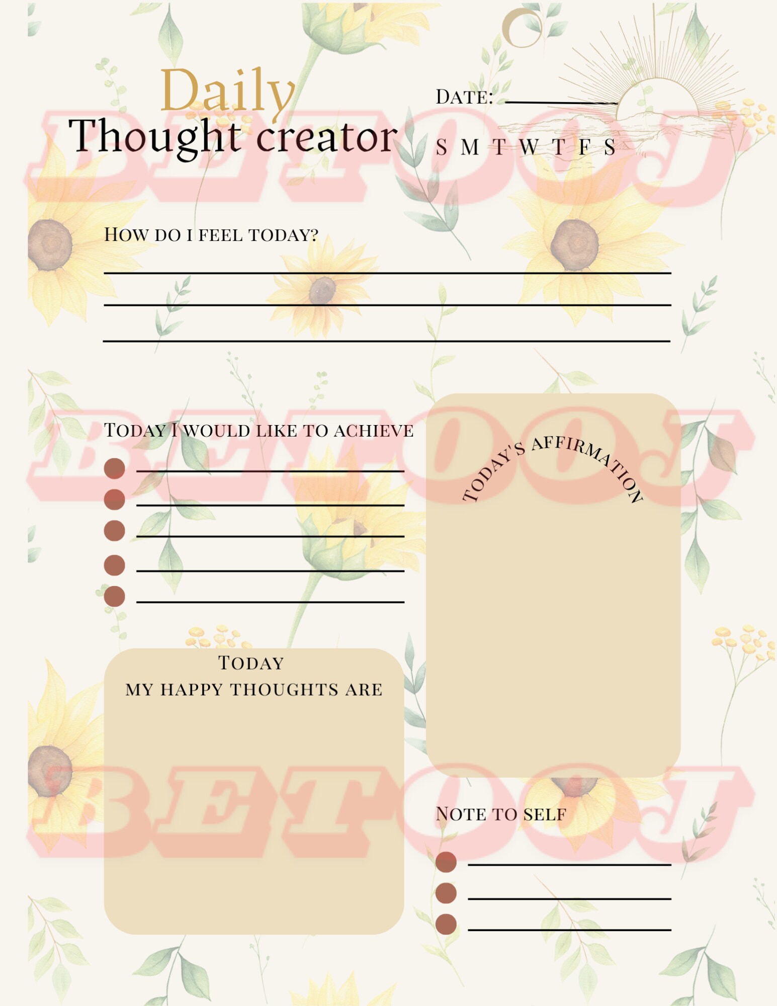 Daily Planner Download Printable Sheet Reflection Sheet Day Sheet Today ...