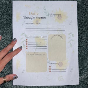 Sunflower Daily Printable Download Sheet, Reflection Sheet, Day Sheet ...