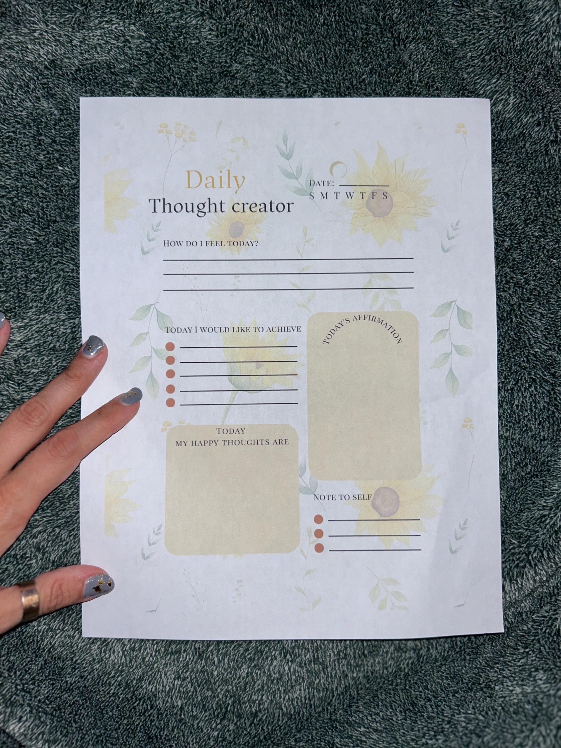 Sunflower Daily Printable Download Sheet, Reflection Sheet, Day Sheet ...