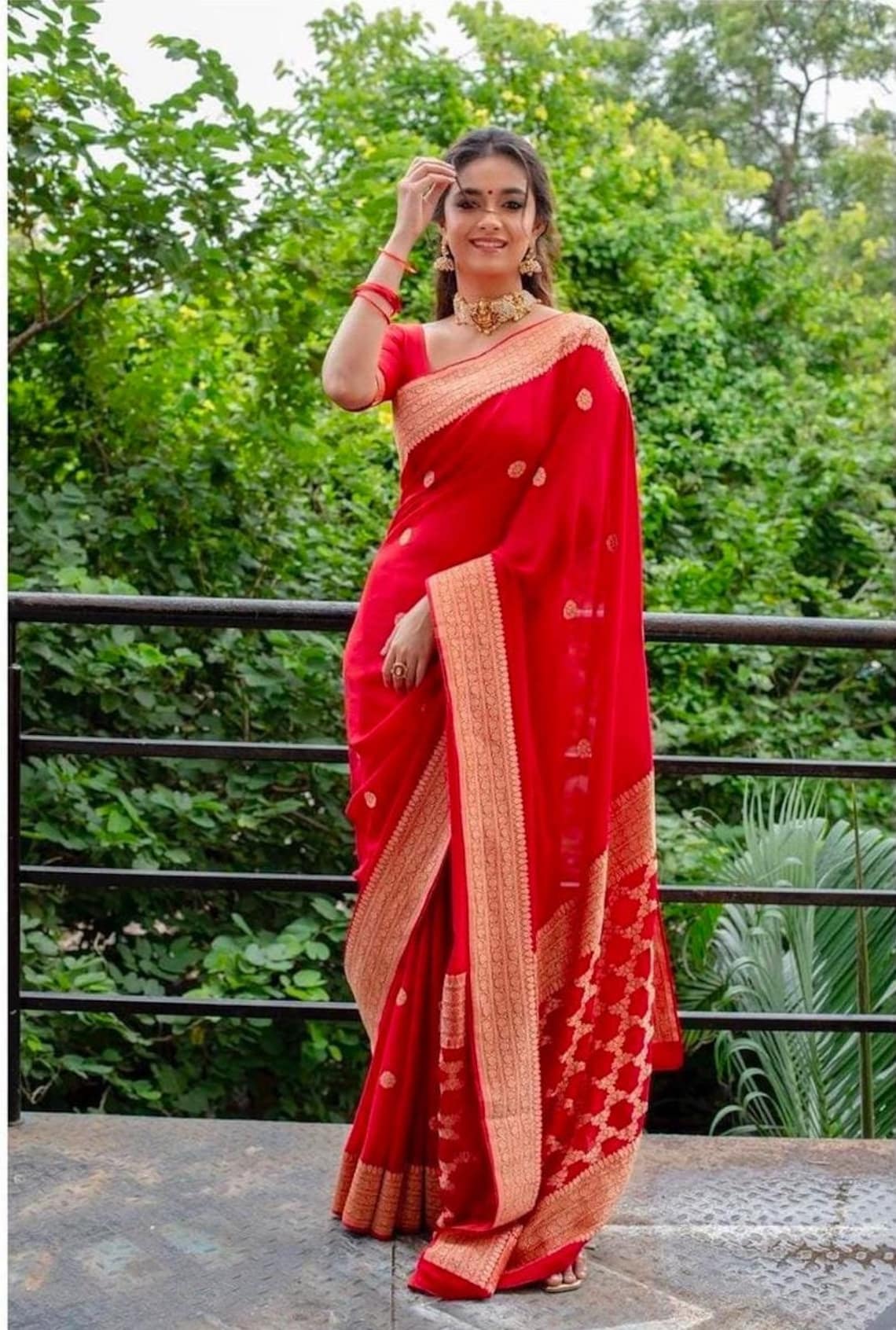 Kanchipuram Silk Red Color Saree Traditional Saree Beautiful - Etsy