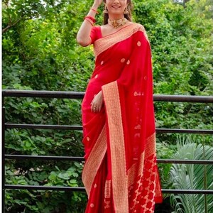 Kanchipuram Silk Red Color Saree, Traditional Saree, Beautiful Saree ...