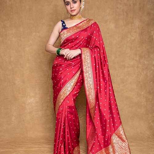 Red Colore Designer Bold and Beautiful Saree Indian - Etsy