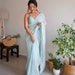 Embroidery Work Sky Color Saree, Designer Saree, Party Wear Bollywood ...